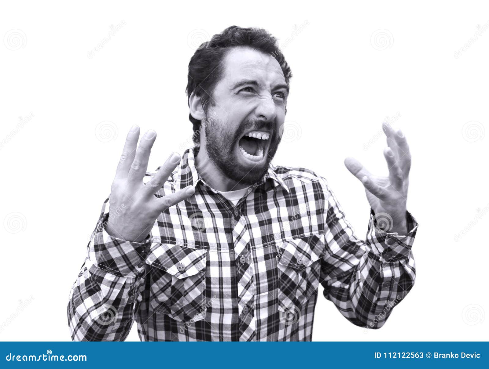 Angry Insane Man Screaming Isolated On White Background Royalty-Free ...