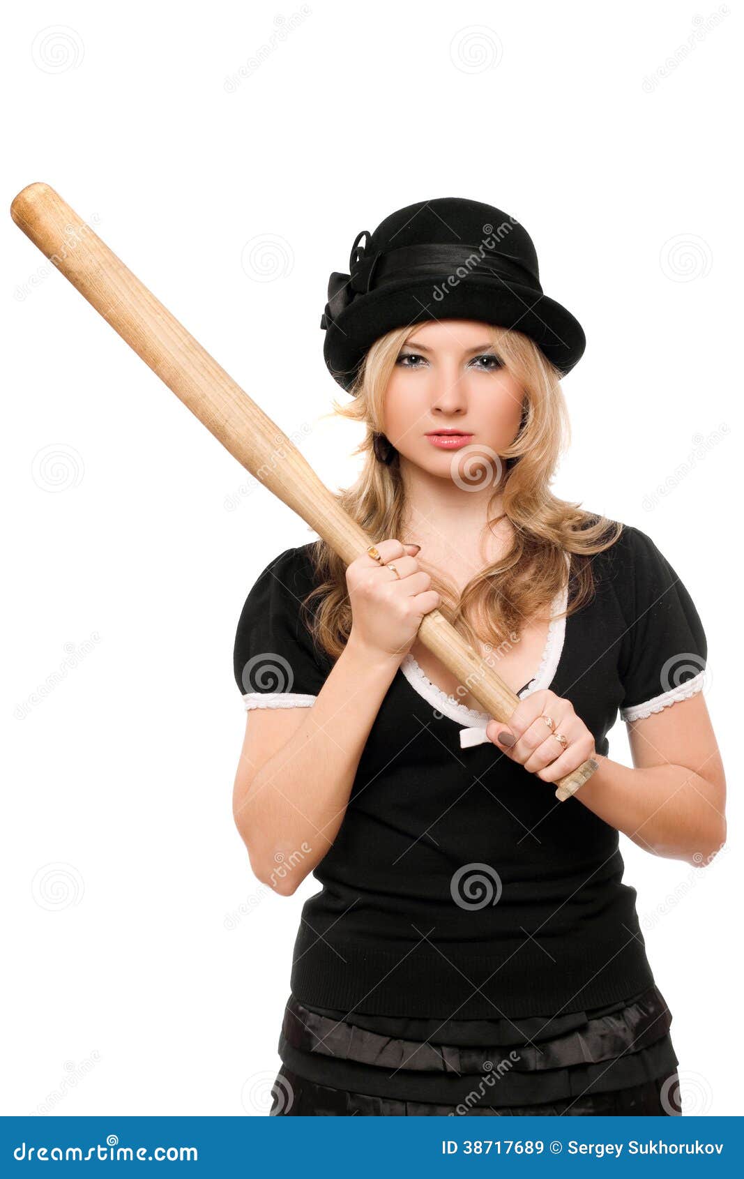 Portrait of Angry Lady with a Bat Stock Image - Image of beauty, hands ...