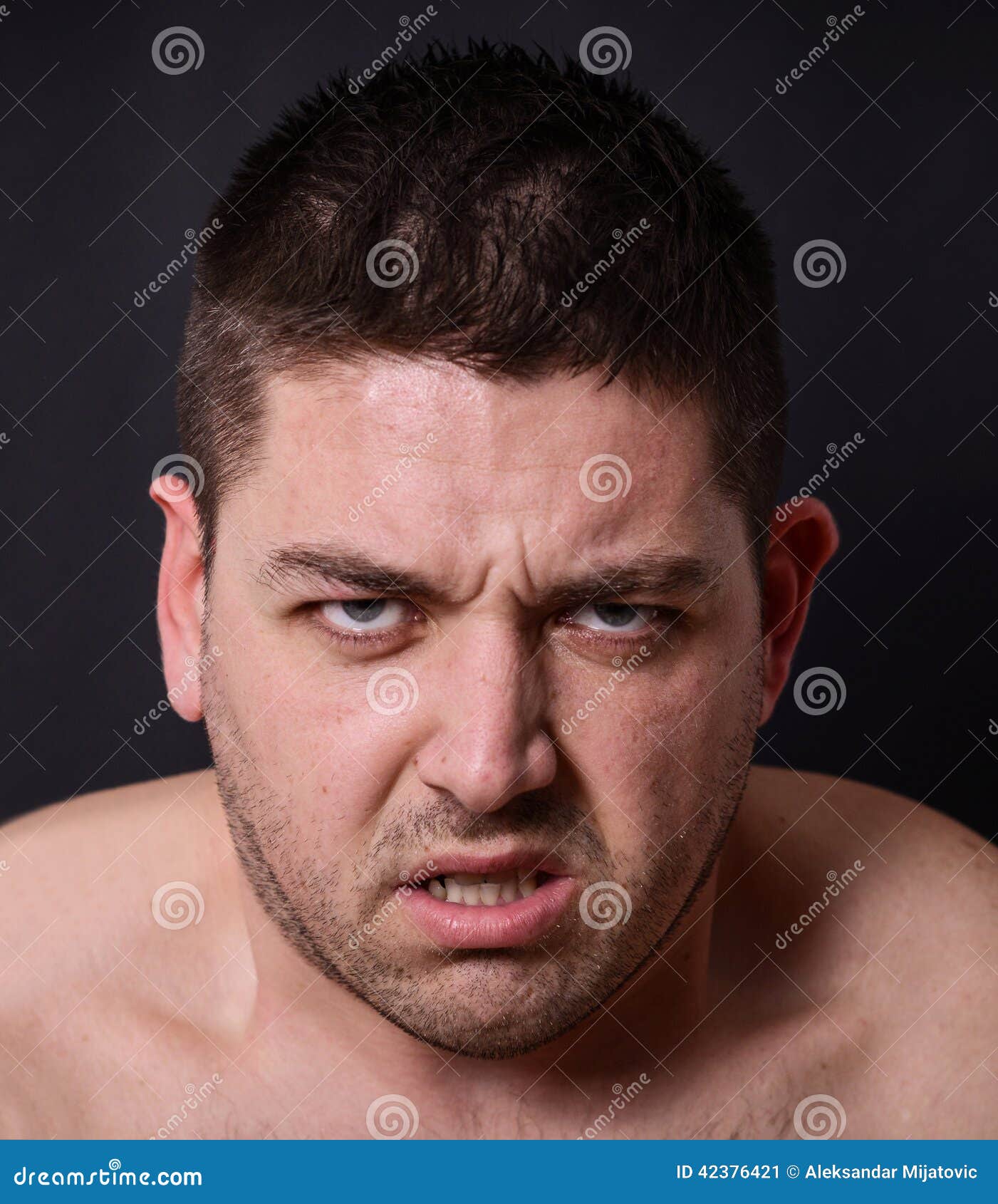 Portrait of Angry Man Against Dark Background Stock Image - Image of ...