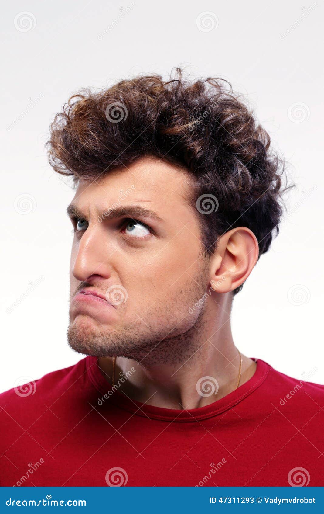 Portrait of Angry Man Looking Up Stock Image - Image of bitter, funny ...