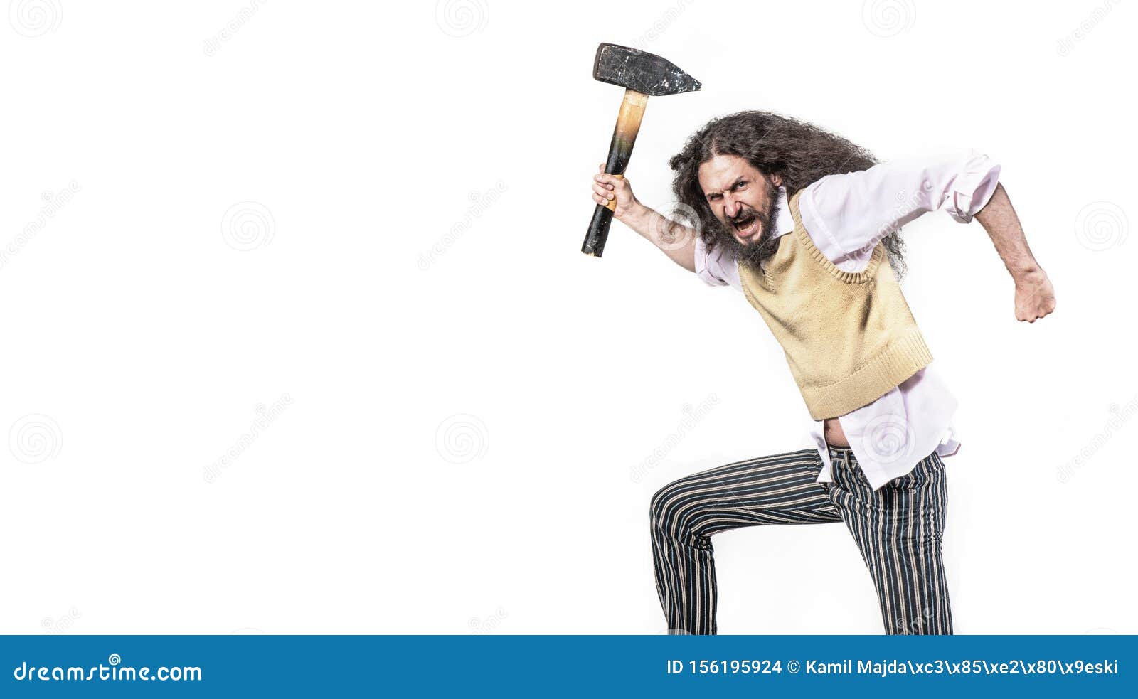 Portrait of an Angry Nerd Holding an Axe Stock Photo - Image of joyful ...