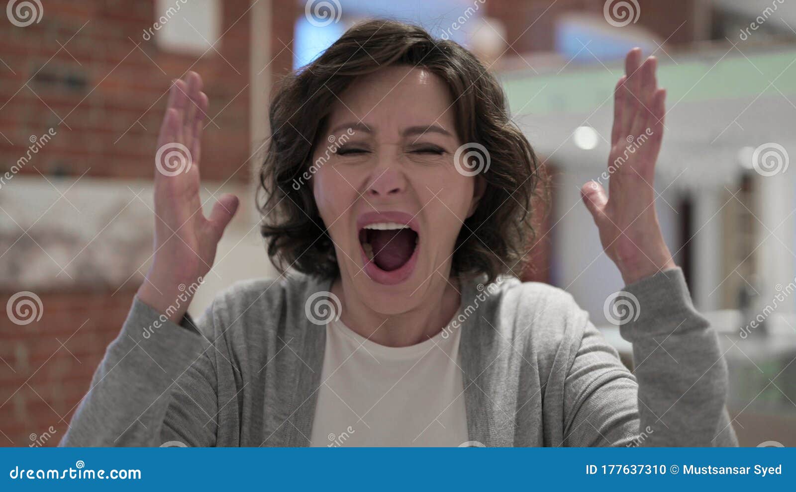 Portrait of Angry Old Woman Screaming Stock Photo - Image of tired ...