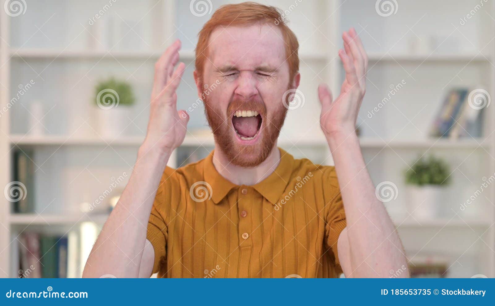 Portrait of Angry Redhead Man Shouting, Screaming Stock Video - Video ...