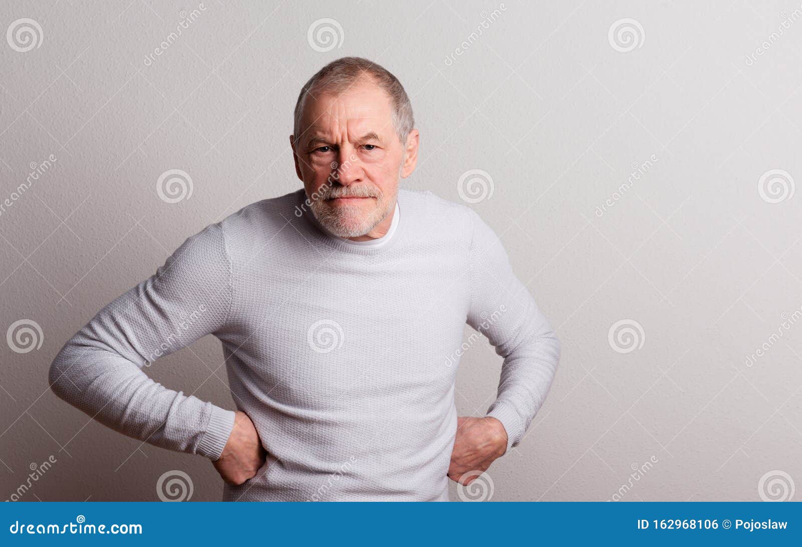 Portrait of an Angry Senior Man with Beard and Mustache in a Studio ...