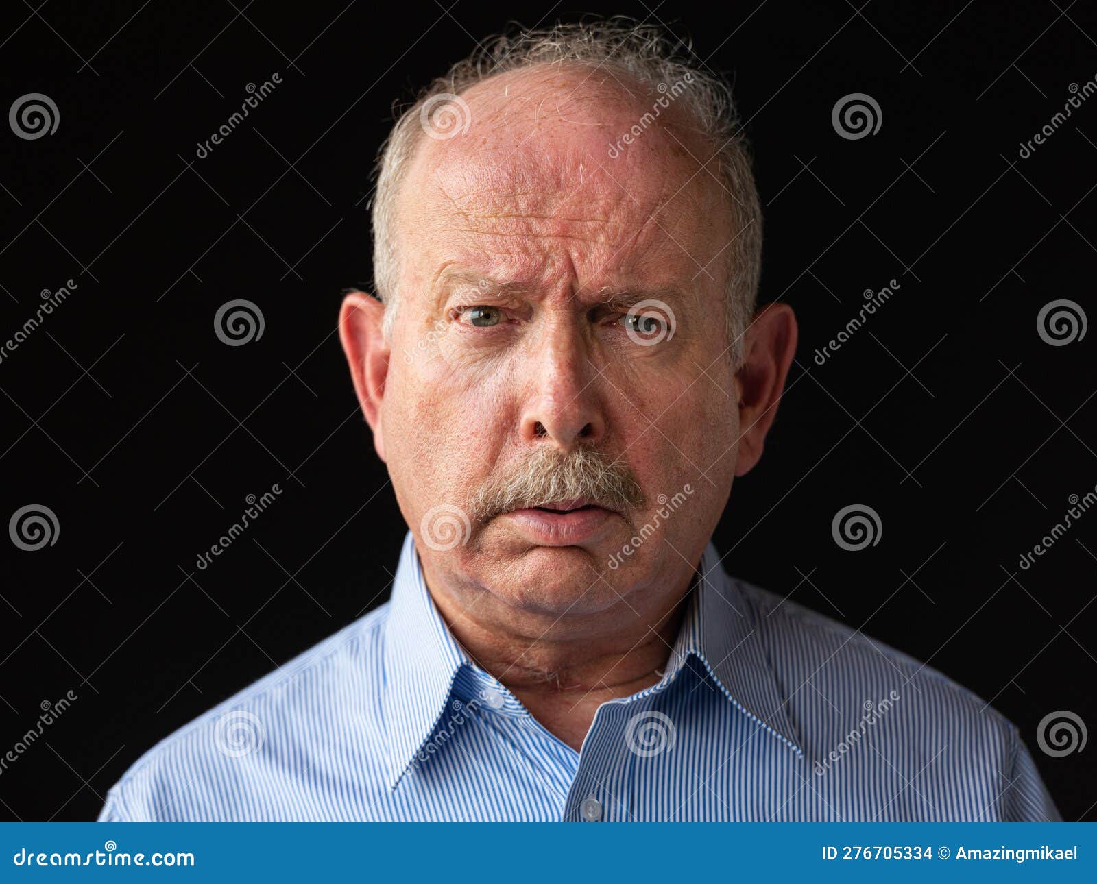 Angry and Stressed Grey Haired Senior Man with Mustache Stock Photo ...