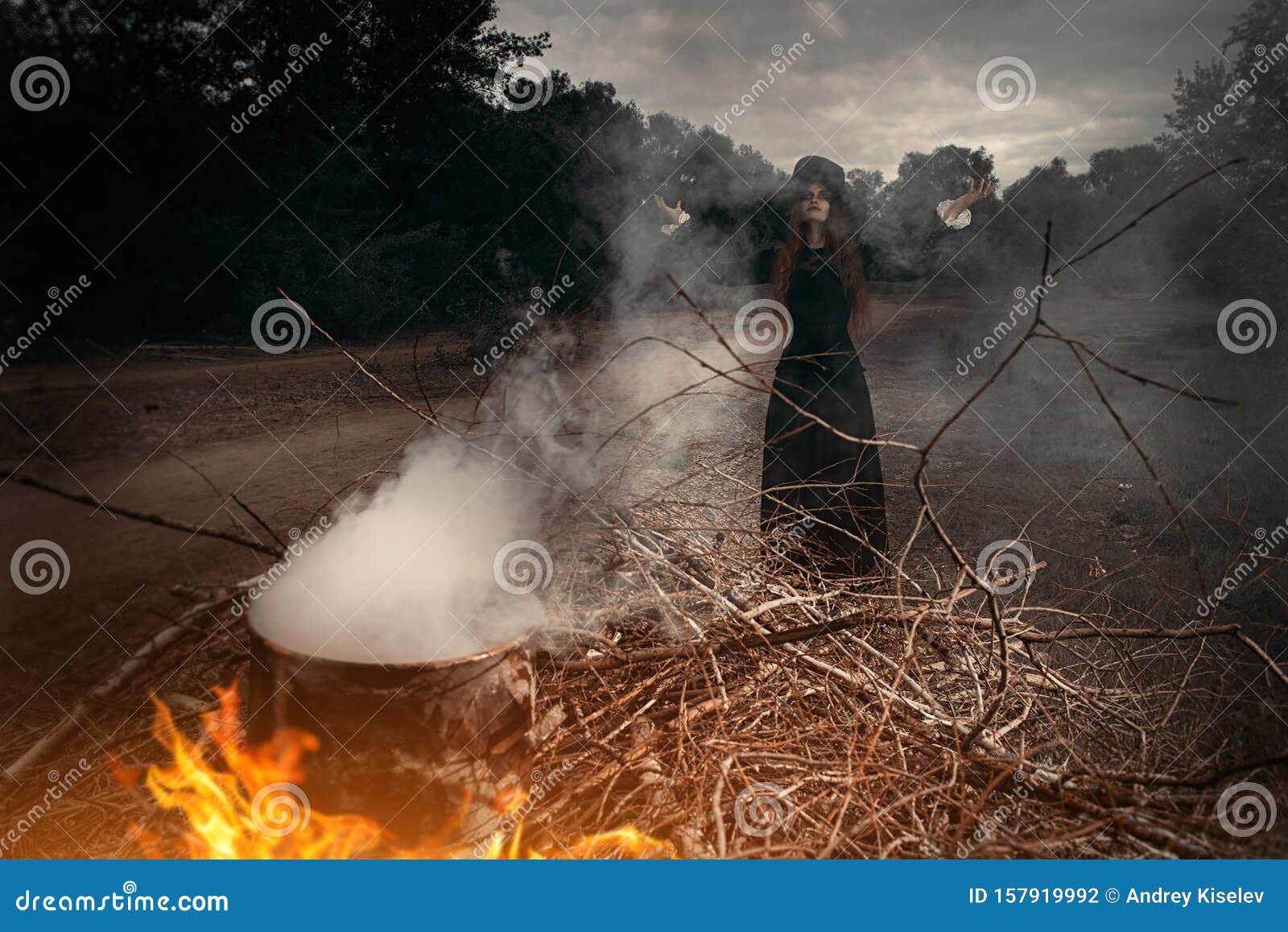Cooking devil spell stock photo. Image of flame, people - 157919992