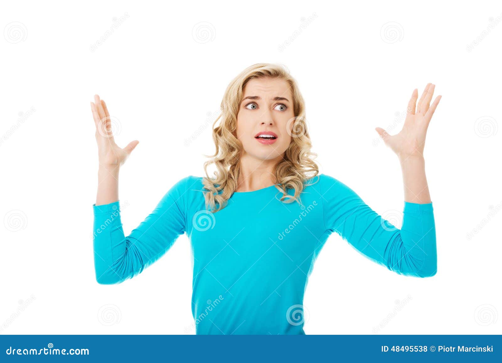 Portrait of Angry Woman with Hands Up Stock Photo - Image of beautiful ...