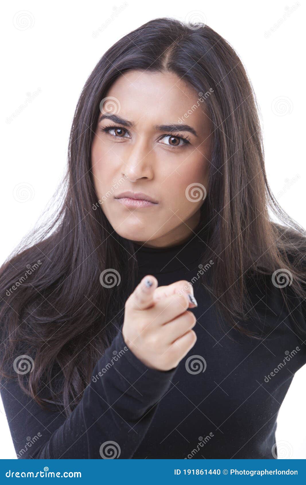 Portrait of Angry Woman Pointing with Hands Stock Photo - Image of goth ...
