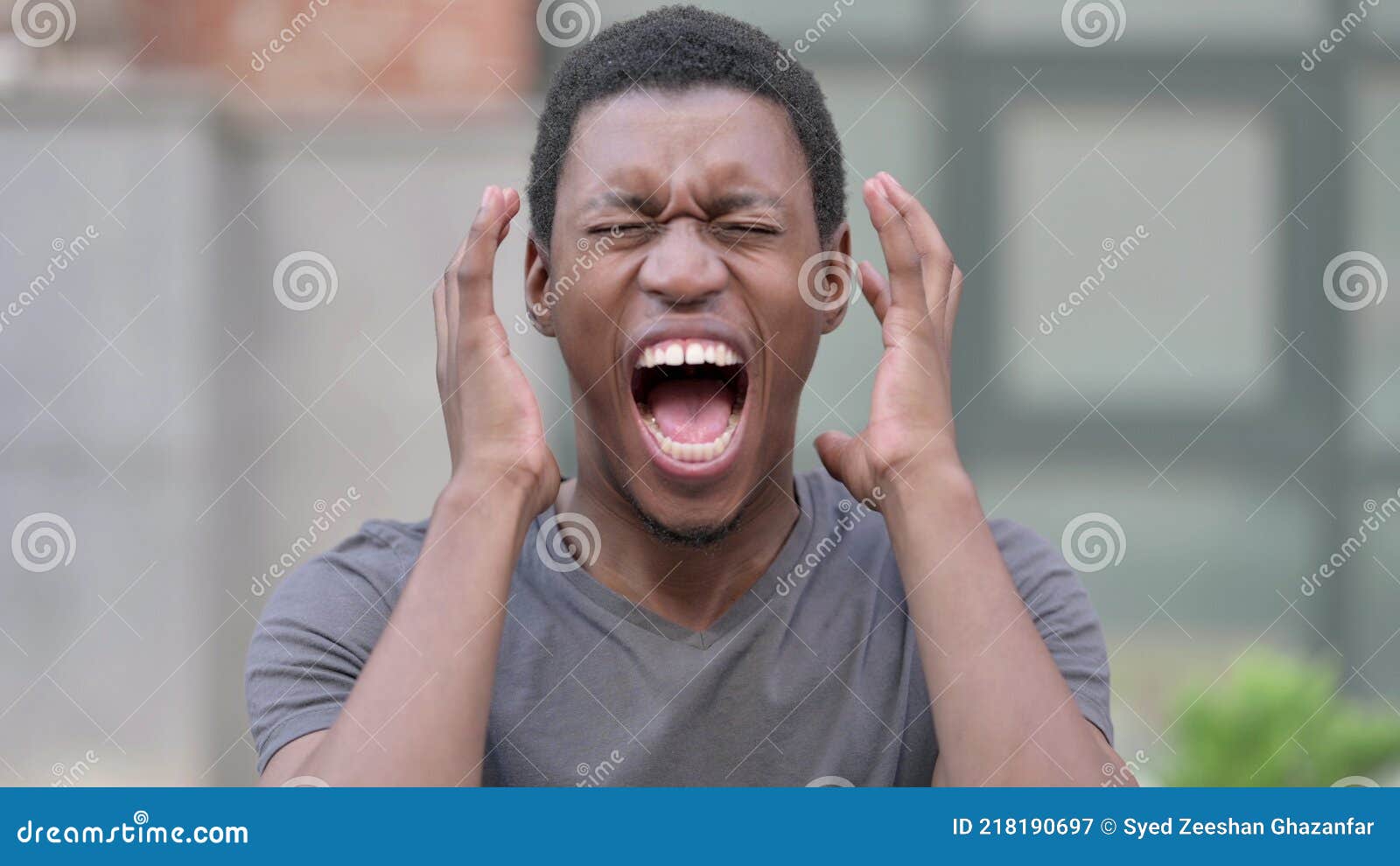 Portrait of Angry Young African Man Shouting, Screaming Stock Image ...