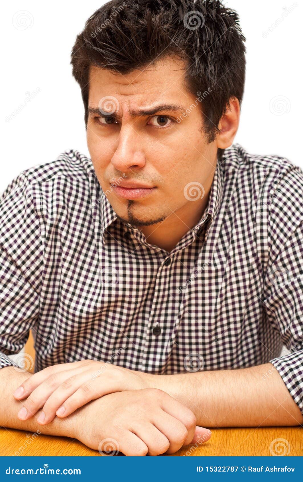 Portrait of Angry Young Man Stock Image - Image of looking, table: 15322787