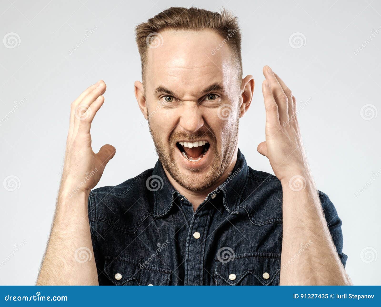 Portrait of Angry Young Man Isolated Stock Image - Image of expression ...