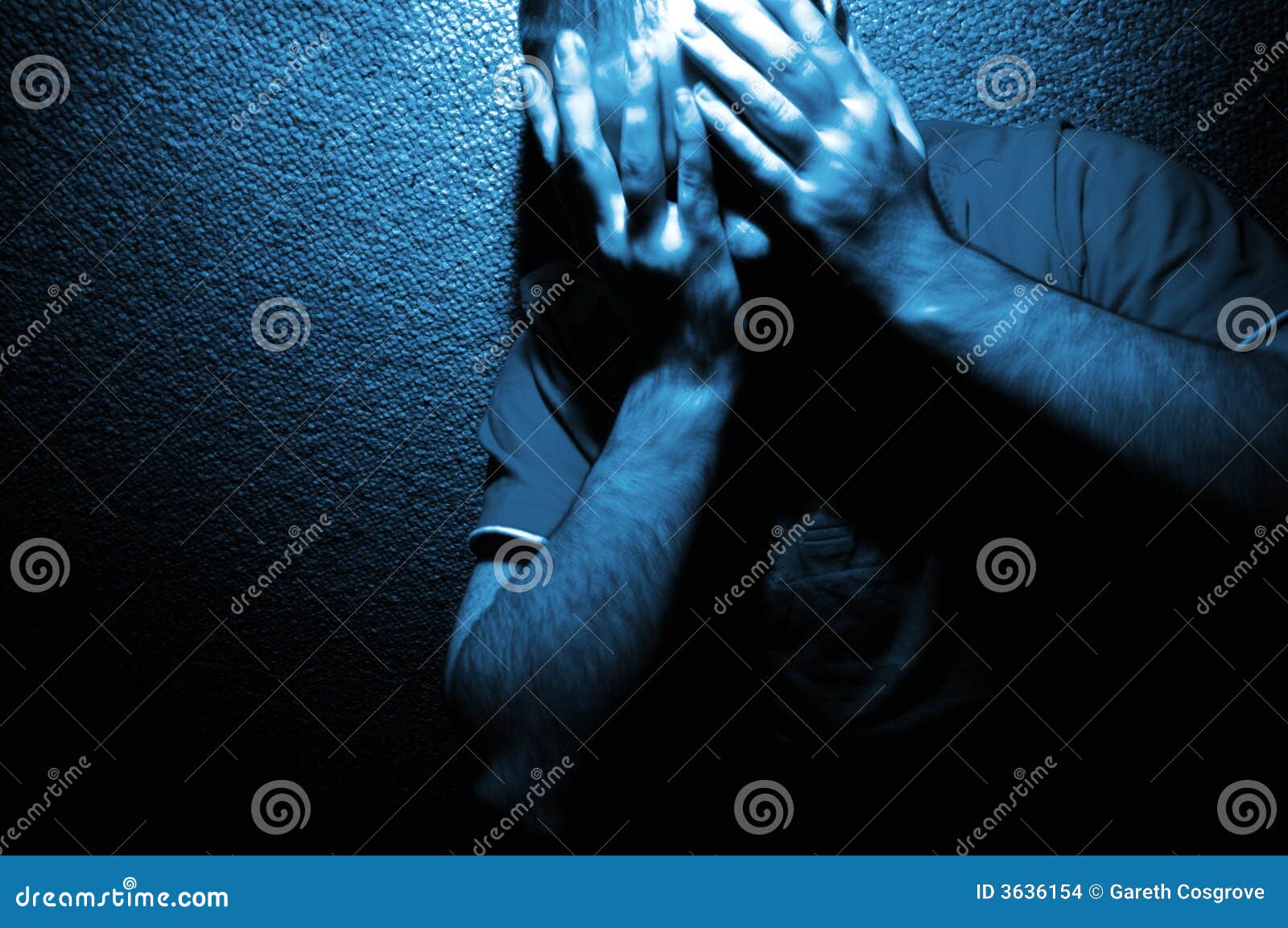 Portrait of Anguish in Blue Stock Photo - Image of miserable, grieving ...
