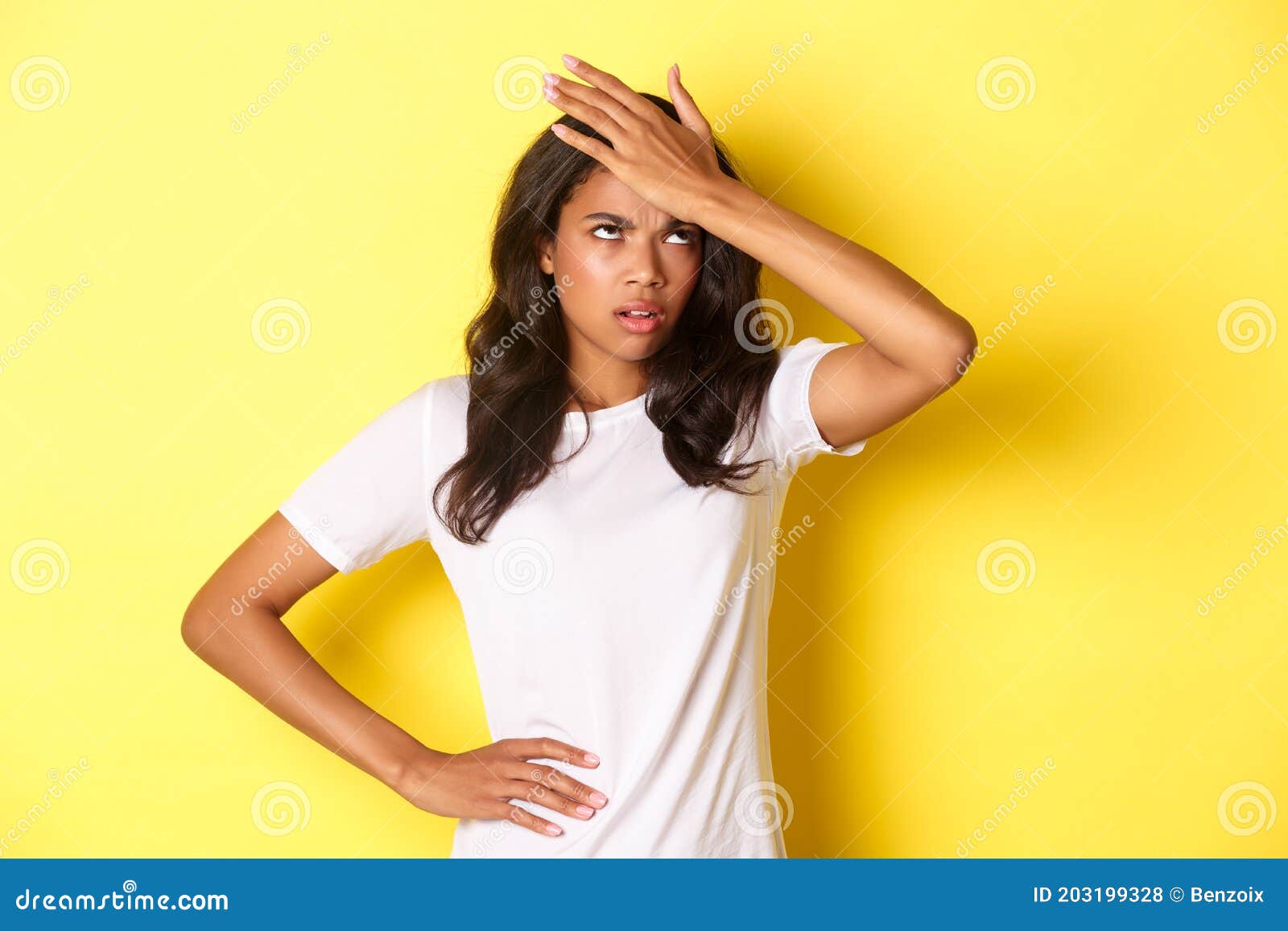 Portrait of Annoyed African-american Girl, Slap Forehead and Roll Her ... Portrait of Annoyed African-american Girl, Slap Forehead and Roll Her ...