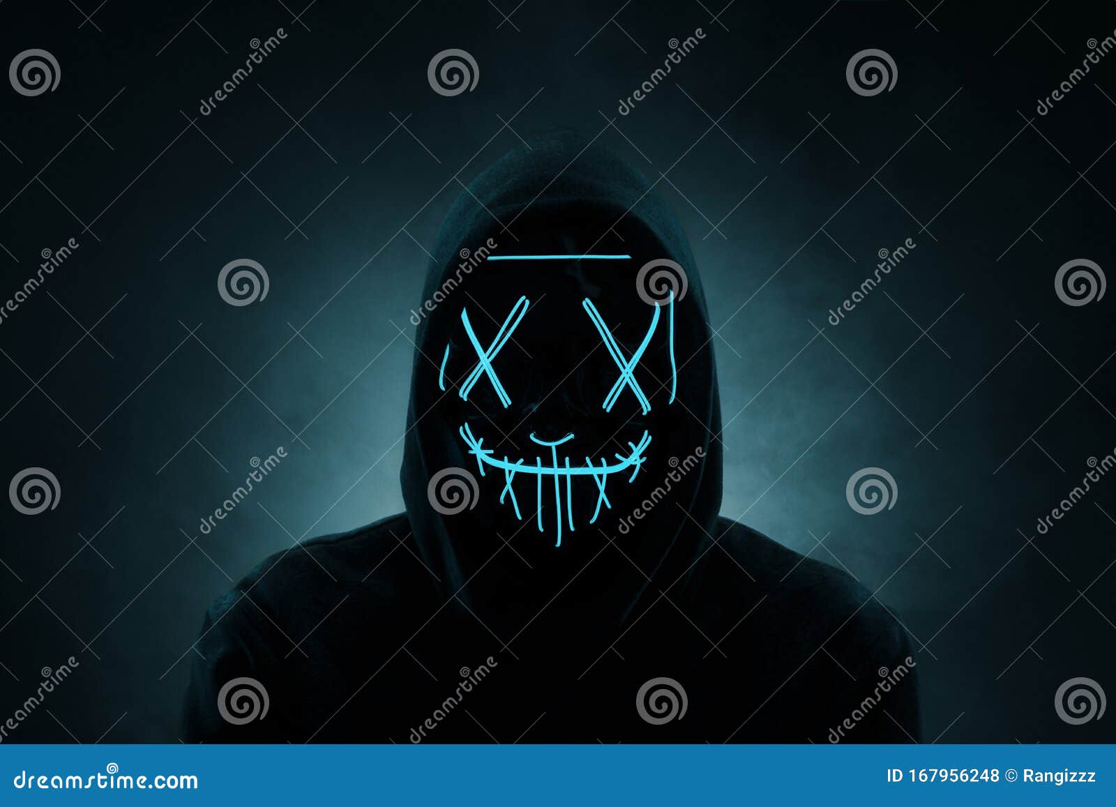 Portrait of an Anonymous Man Wearing Neon Mask Stock Photo - Image of ...