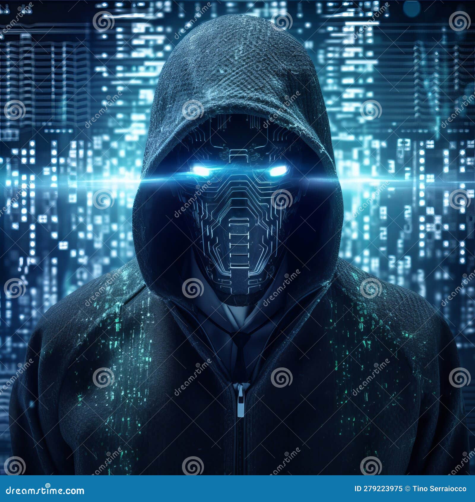 Portrait of Anonymous Robot Hacker. Concept of Hacking Cybersecurity ...