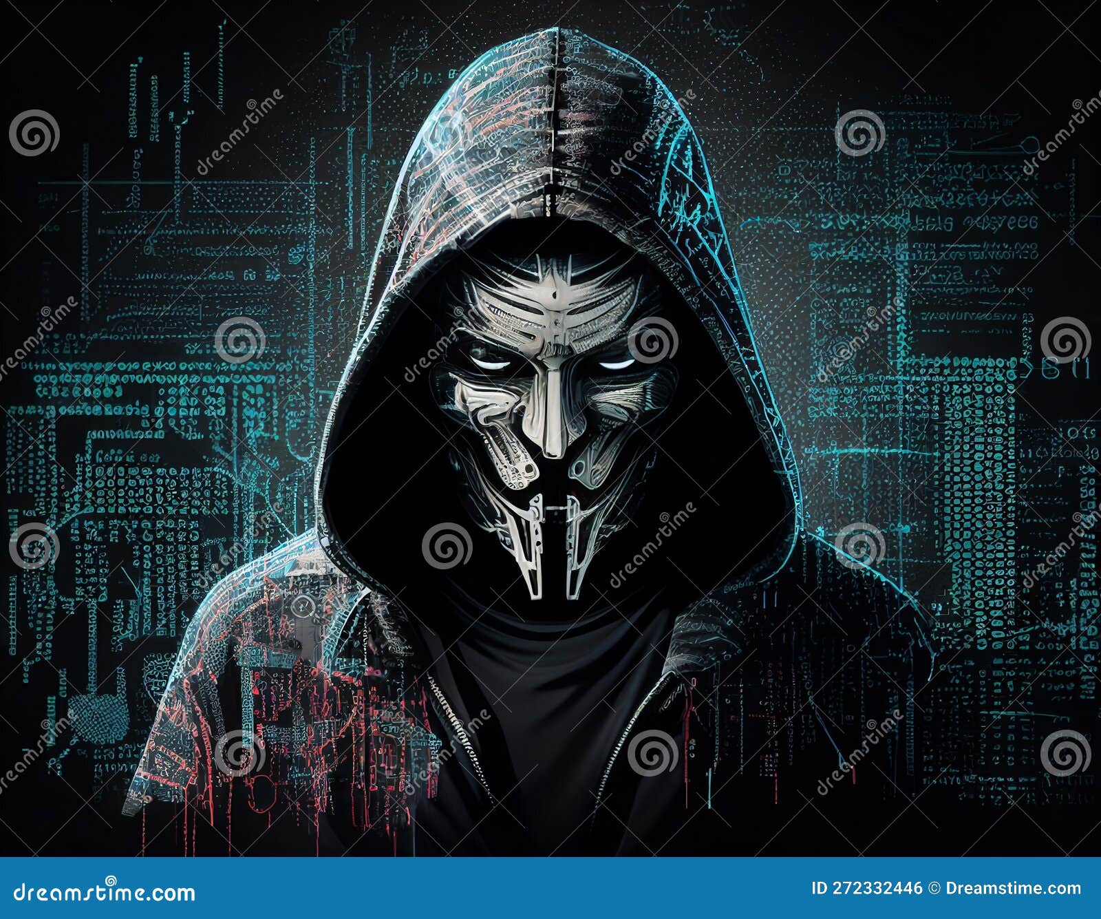 Portrait of Anonymous Robotic Hacker. Concept of Hacking Cybersecurity ...