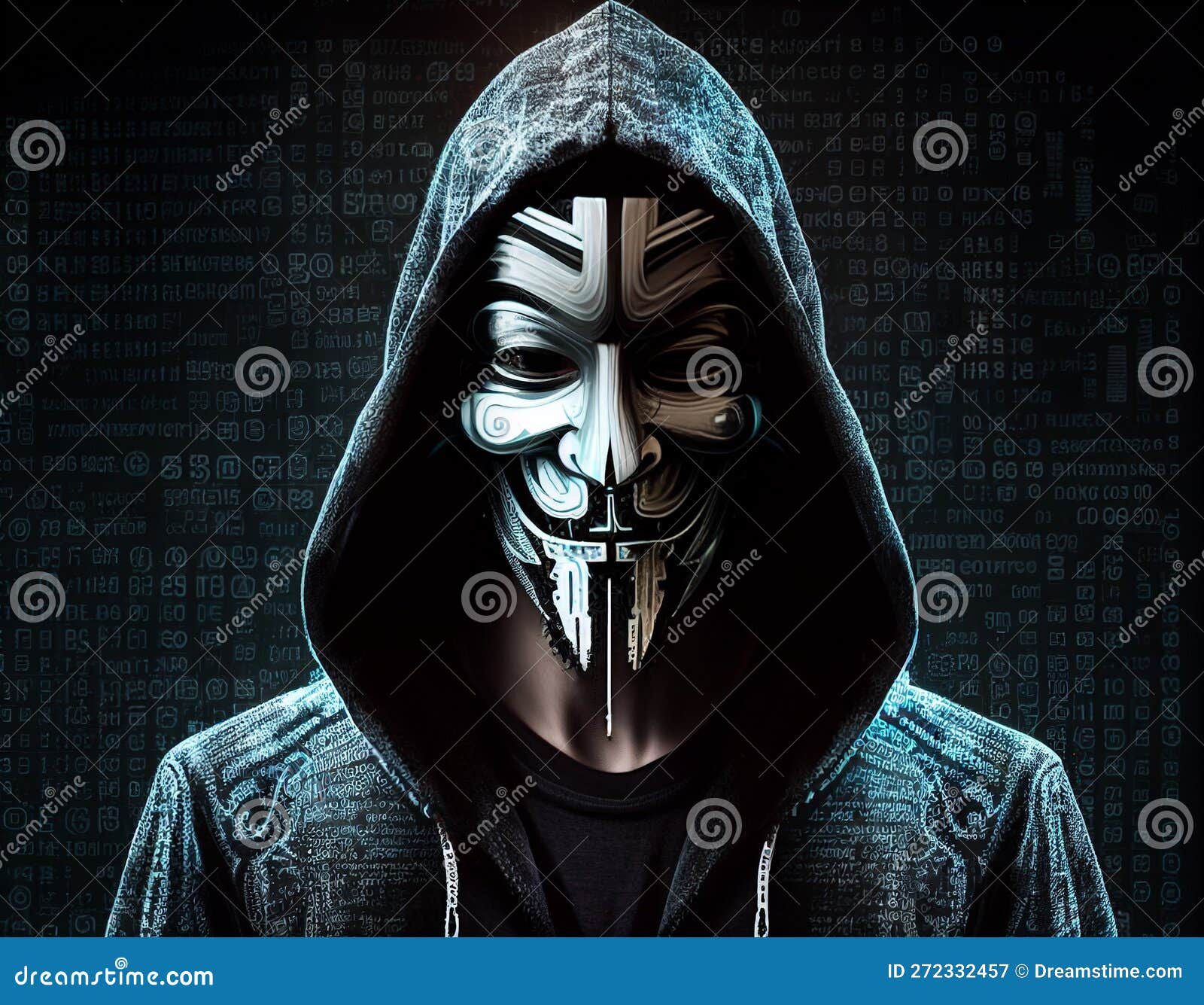 Portrait of Anonymous Robotic Hacker. Concept of Hacking Cybersecurity ...
