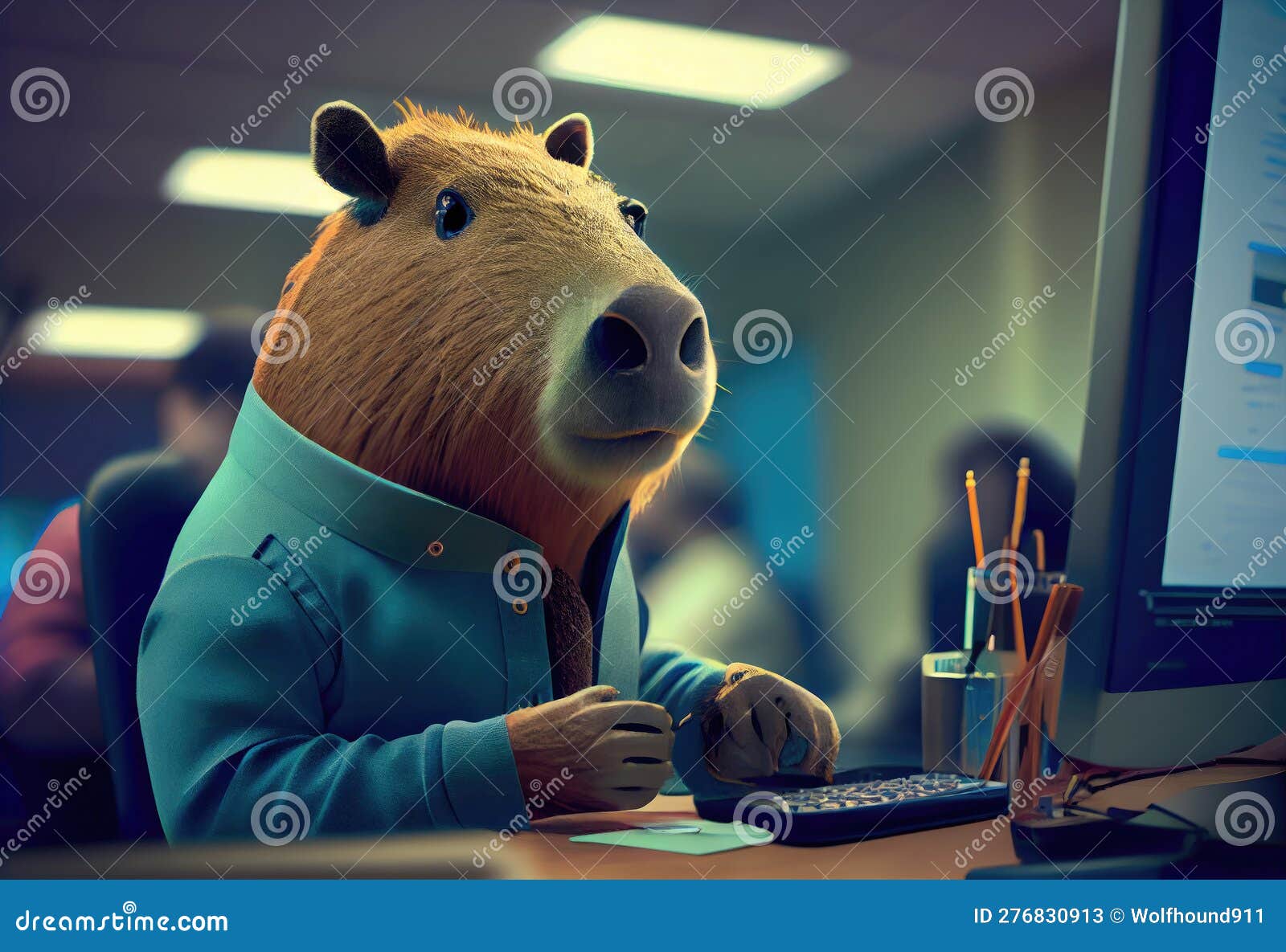 Portrait Of A Capybara Dressed In A Formal Business Suit On White ...