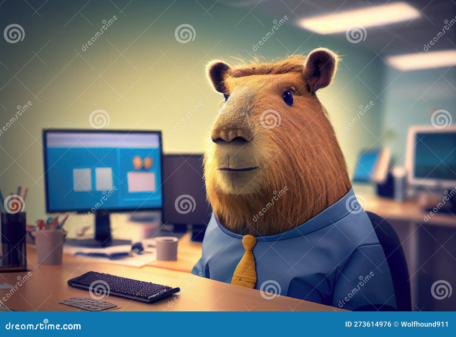 Portrait Of A Capybara Dressed In A Formal Business Suit On White ...