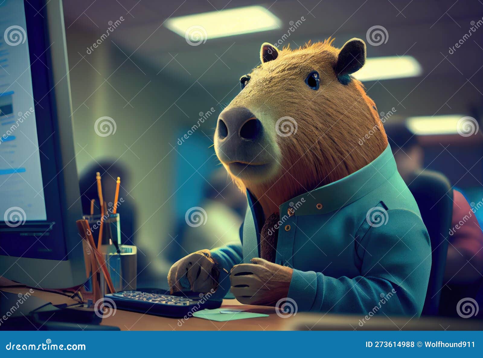 Portrait Of A Capybara Dressed In A Formal Business Suit On White ...