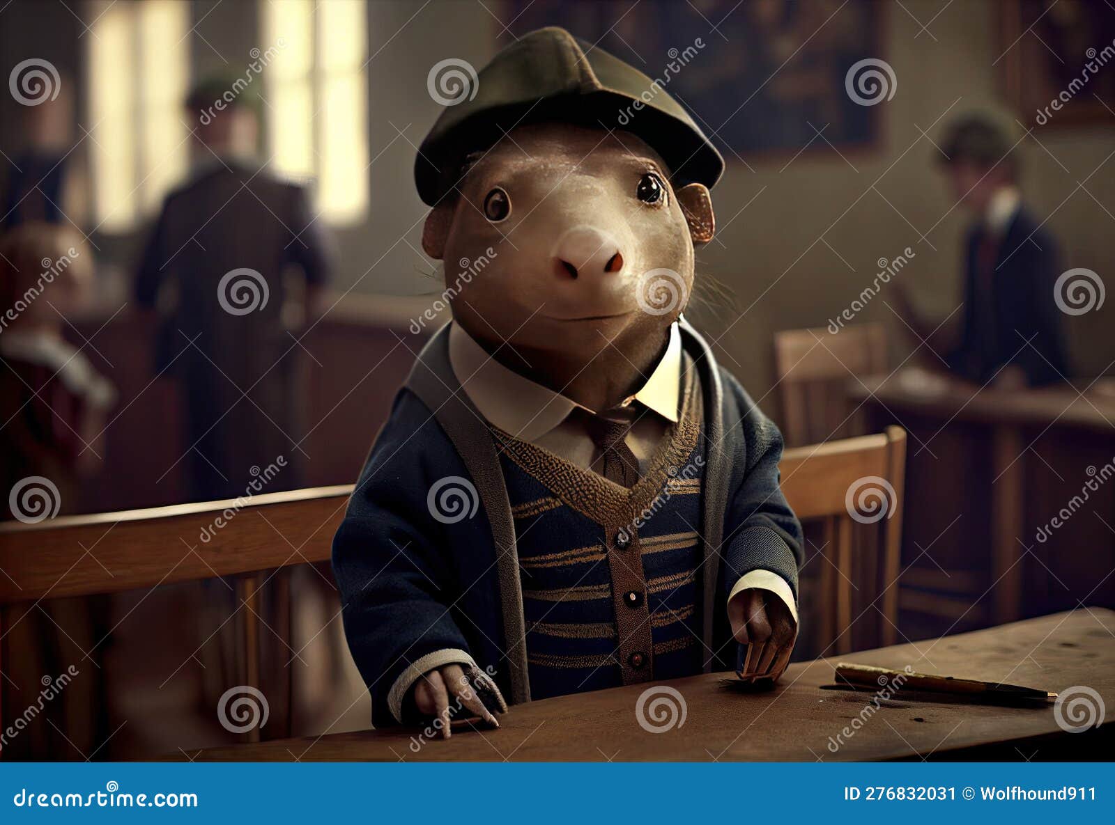 Portrait Of An Anthropomorphic Capybara Dressed As A Schoolboy In A ...