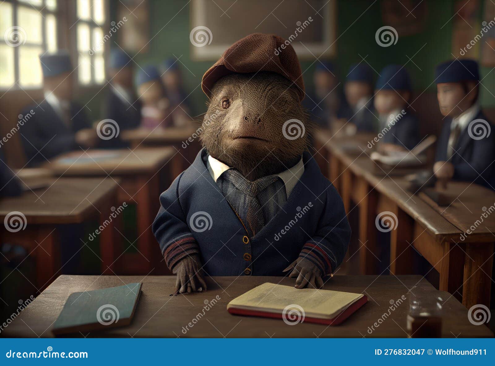 Portrait Of An Anthropomorphic Capybara Dressed As A Schoolboy In A ...