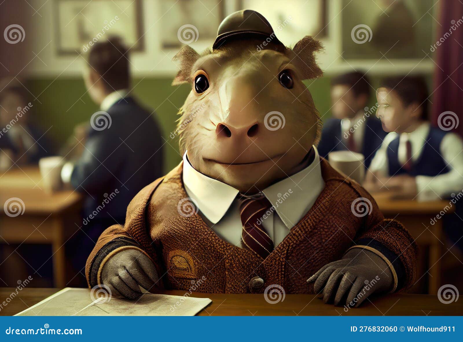 Portrait of an Anthropomorphic Capybara Dressed As a Schoolboy in a ...