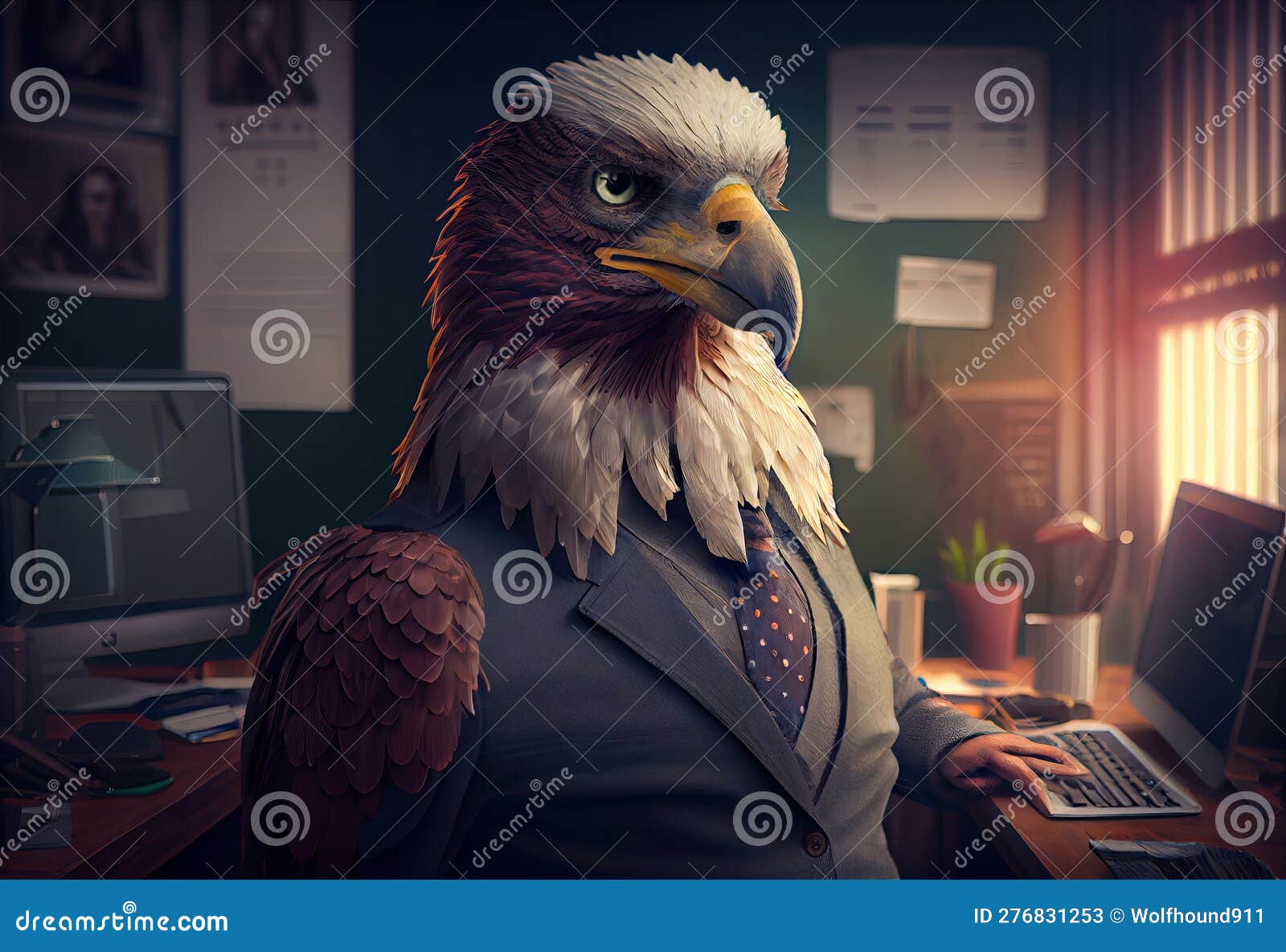 Anthropomorphic Eagle In Business Suit: Hyperrealistic 2d Game Art ...
