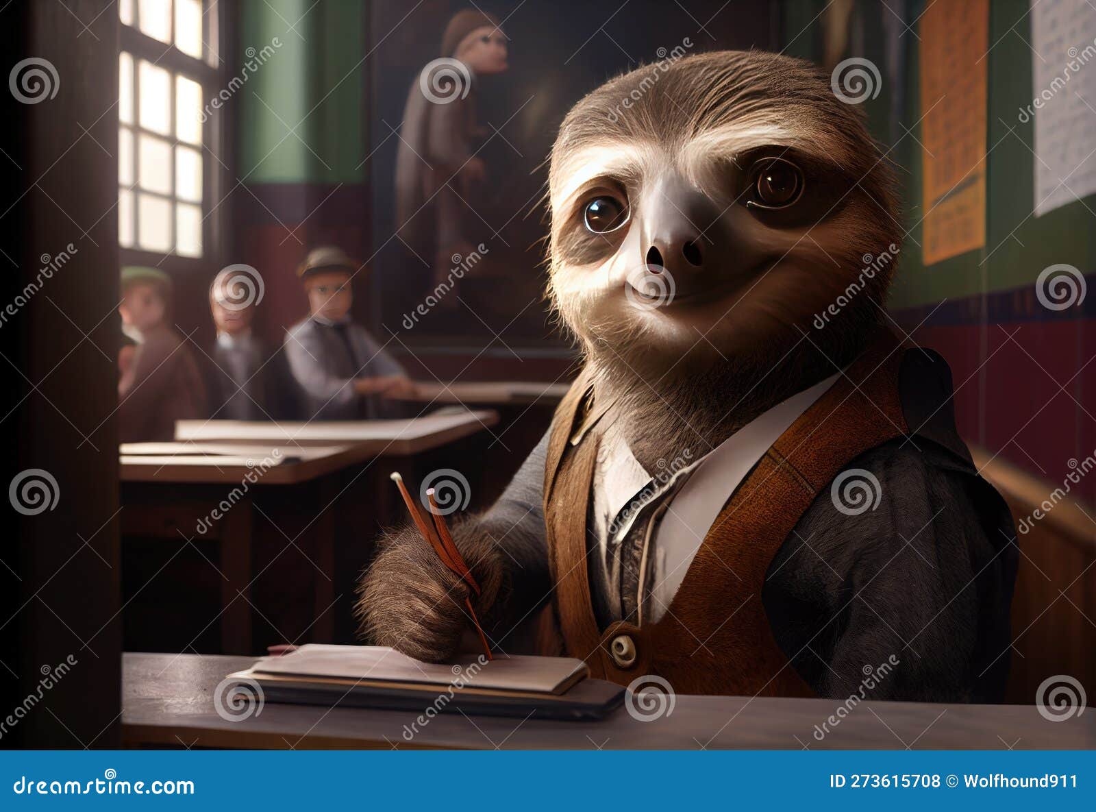 Portrait of an Anthropomorphic Sloth Dressed As a Schoolboy in a ...