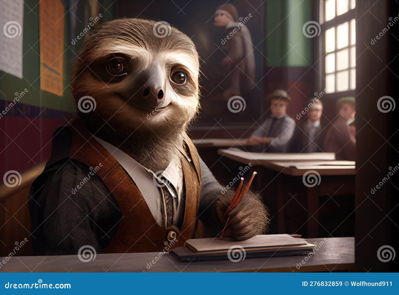 Portrait of an Anthropomorphic Sloth Dressed As a Schoolboy in a ...