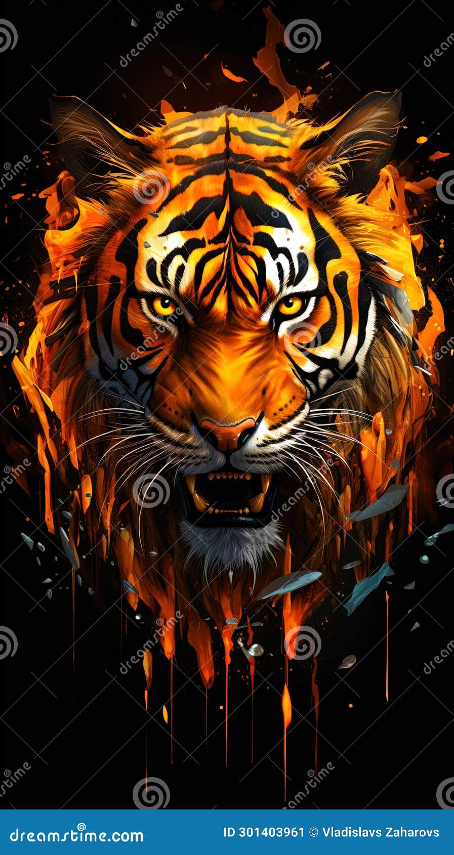 Portrait of the Anthropomorphic Tiger in Abstract Design Stock ...
