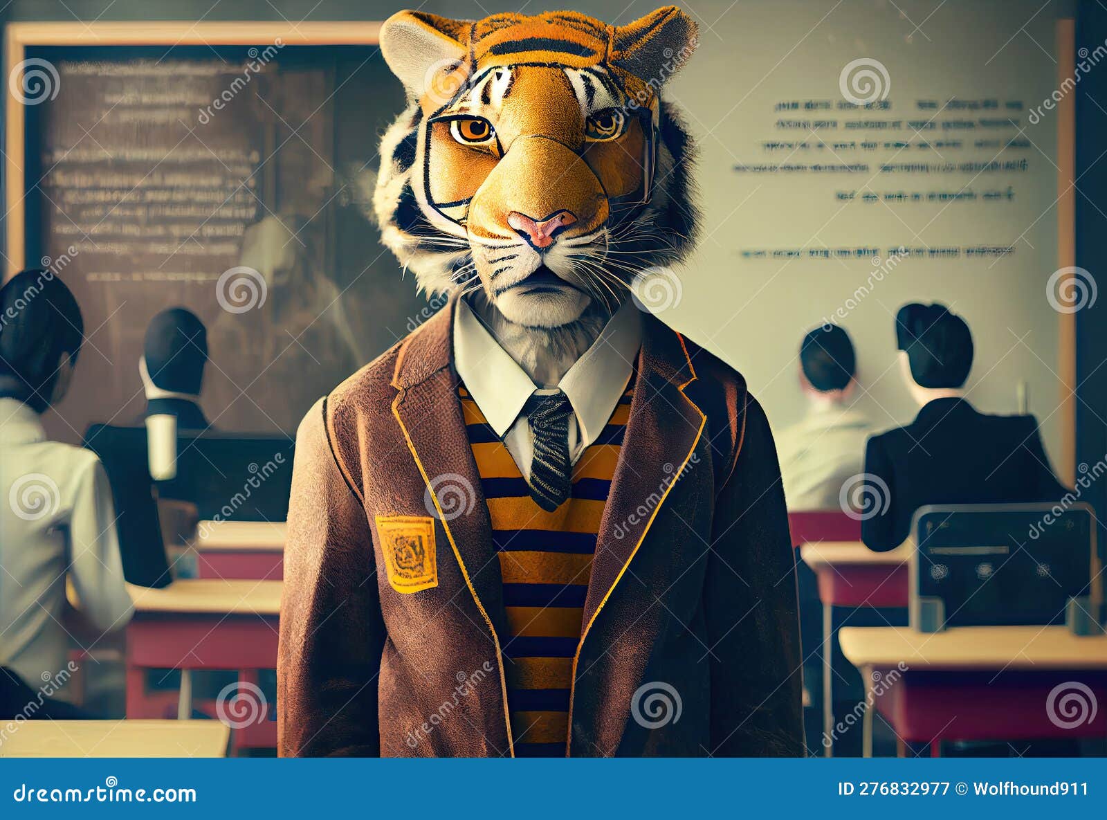 Portrait of an Anthropomorphic Tiger Dressed As a Schoolboy in a ...