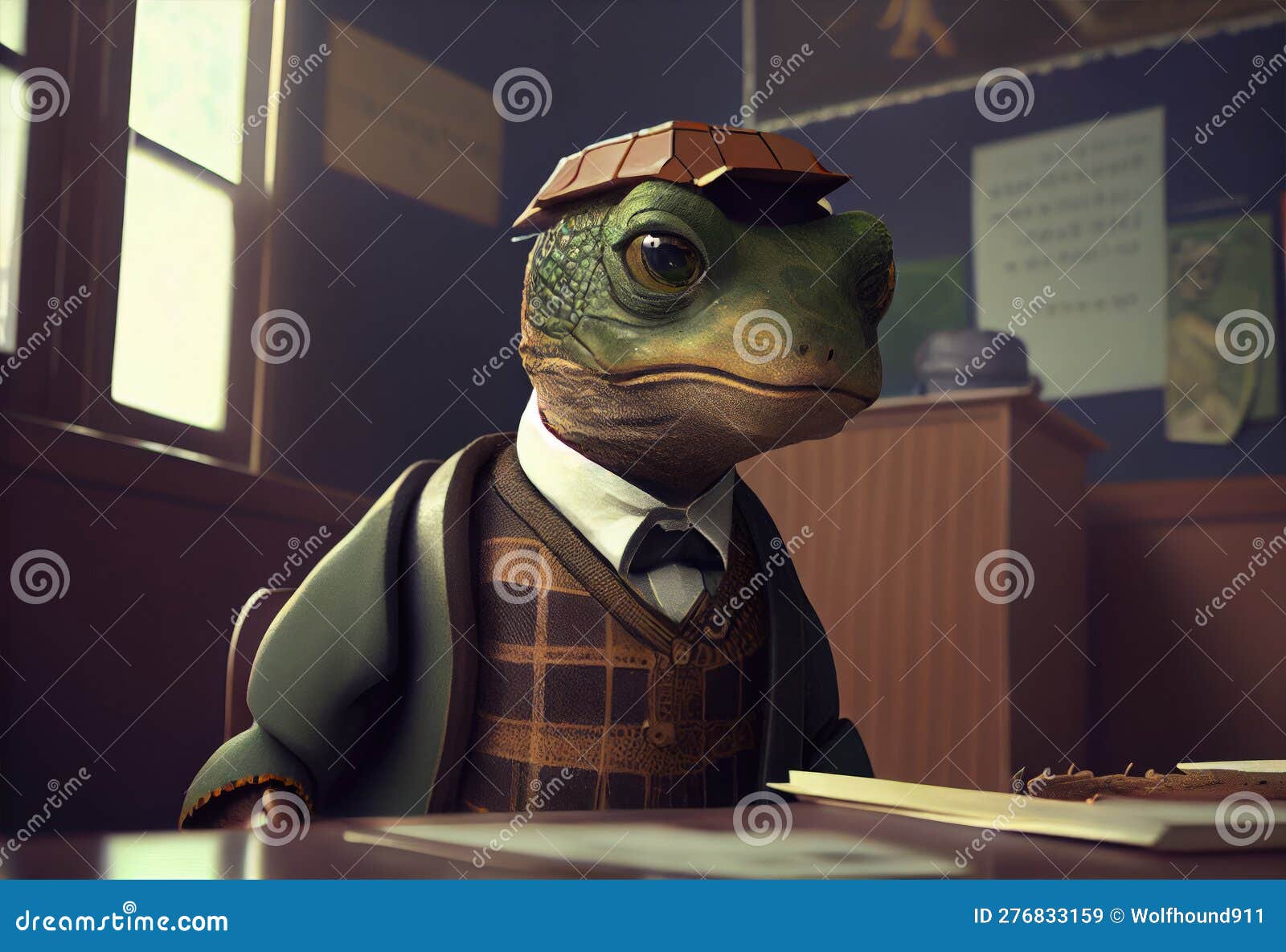 Portrait Of An Anthropomorphic Turtle Dressed As A Schoolboy In A ...