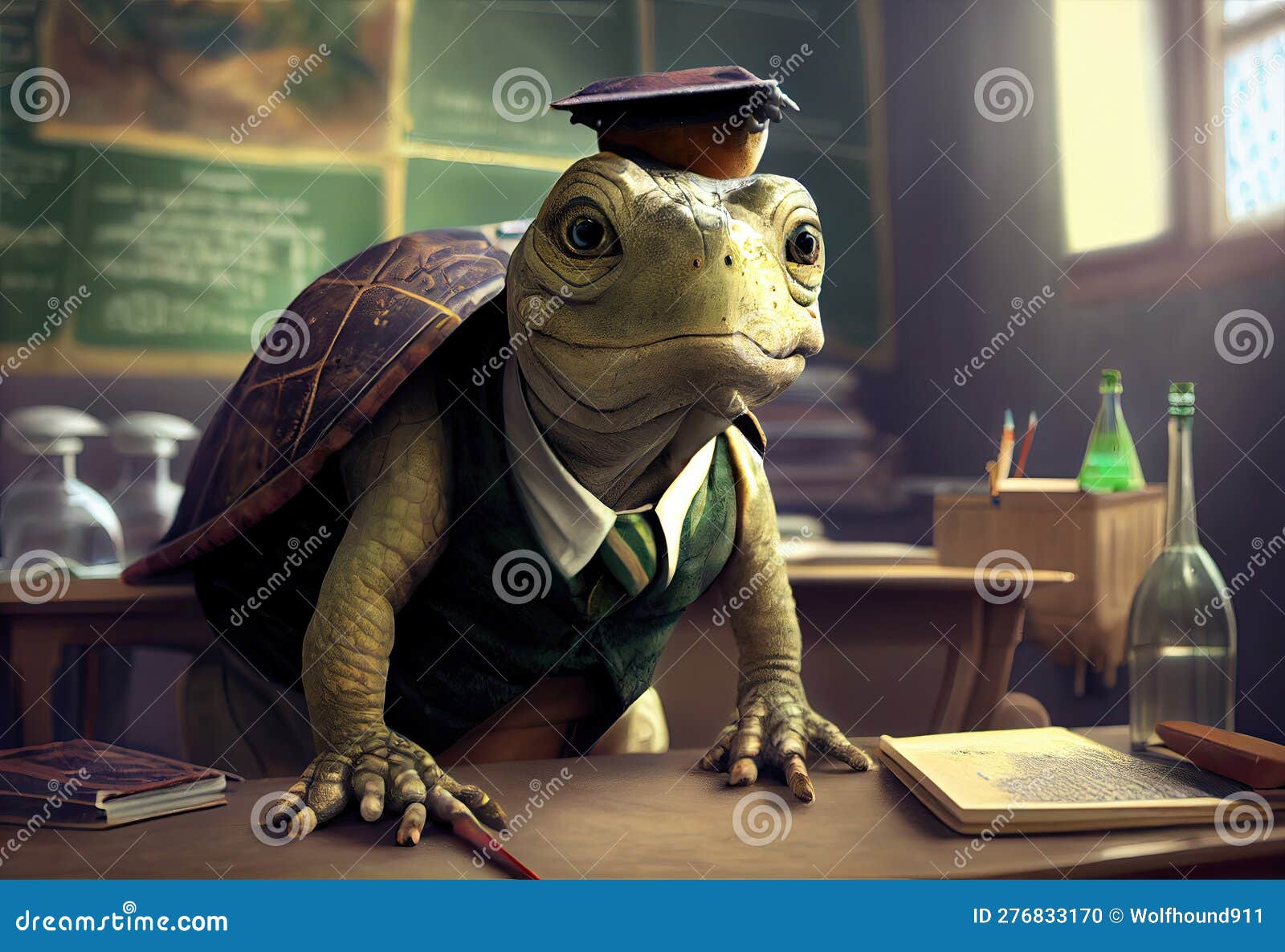 Portrait Of An Anthropomorphic Turtle Dressed As A Schoolboy In A ...