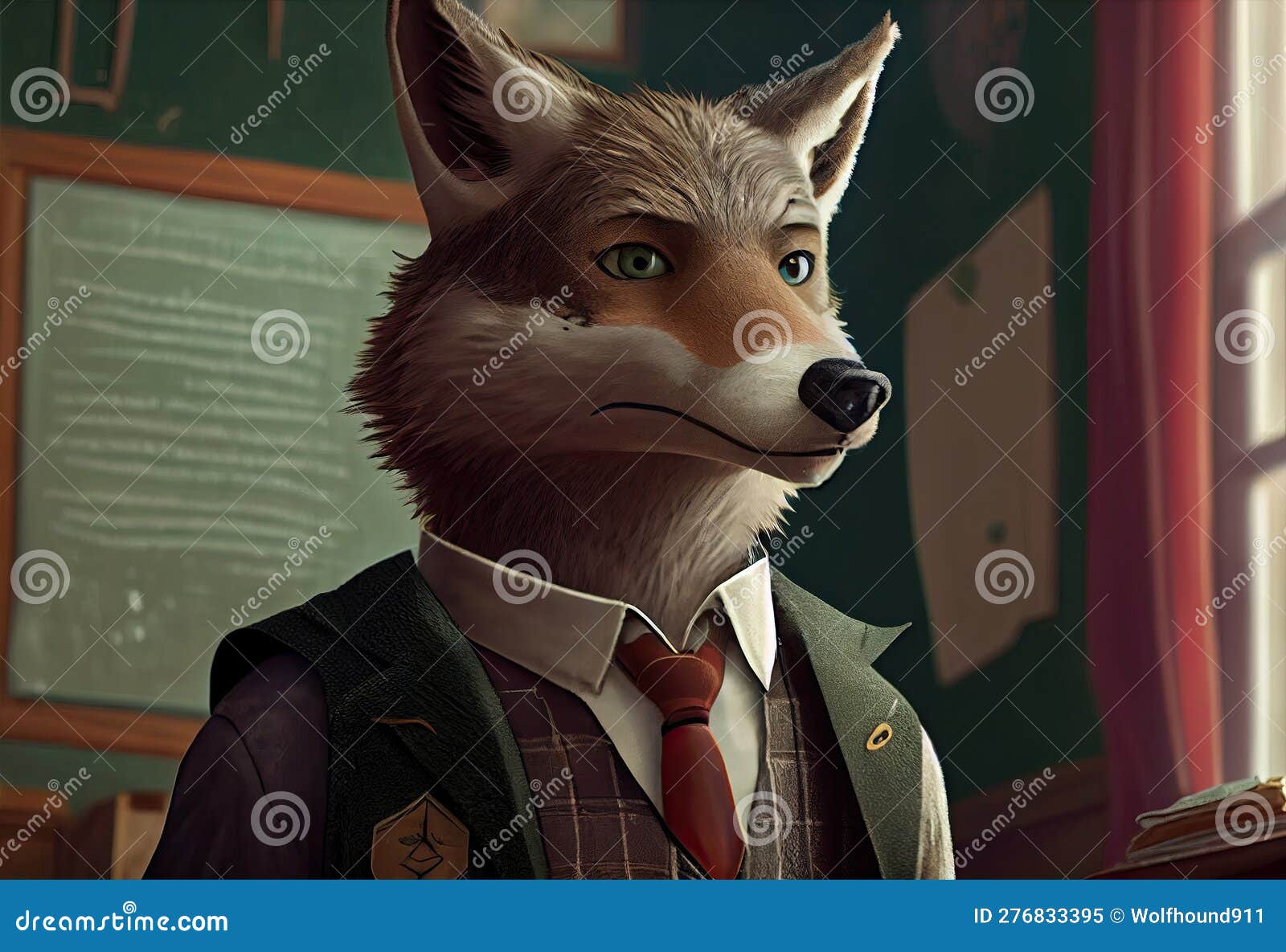 Portrait of an Anthropomorphic Wolf Dressed As a Schoolboy in a ...