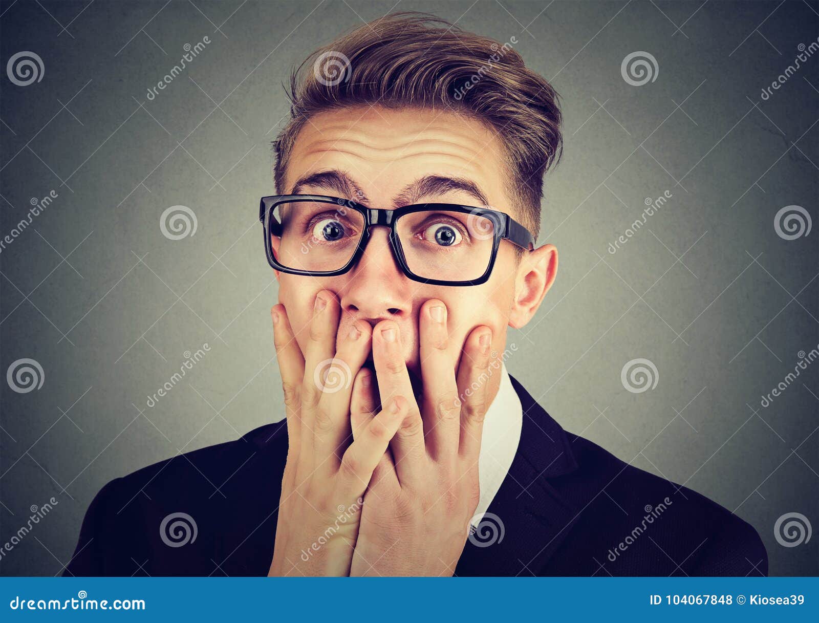 Portrait of an Anxious Man Looking Shocked Scared Looking at Camera ...