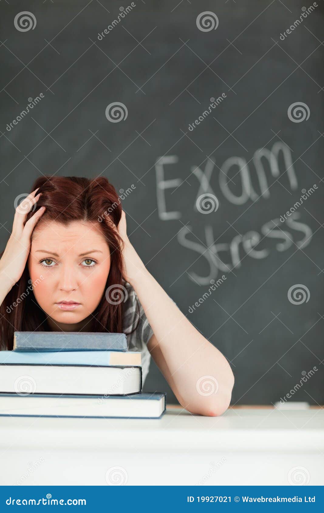 Portrait of an Anxious Student Stock Image - Image of green, camera ...
