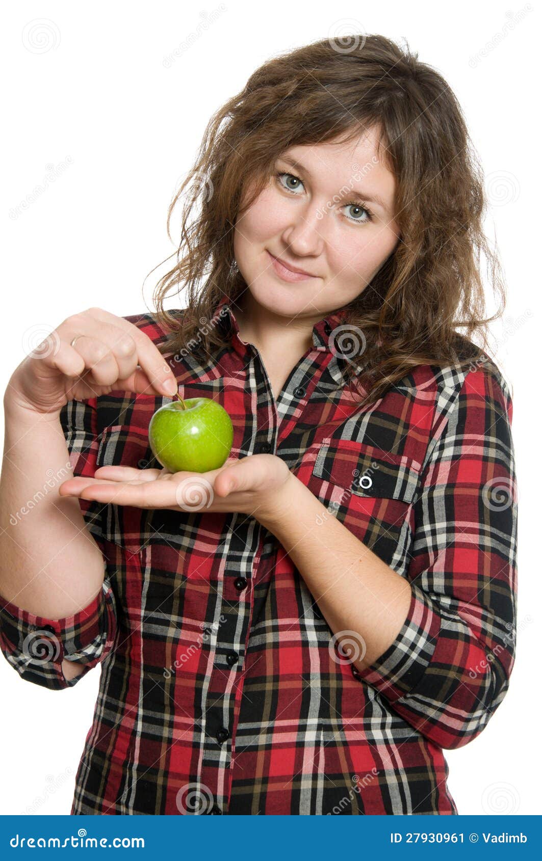Portrait with apple stock image. Image of hair, nutritious - 27930961