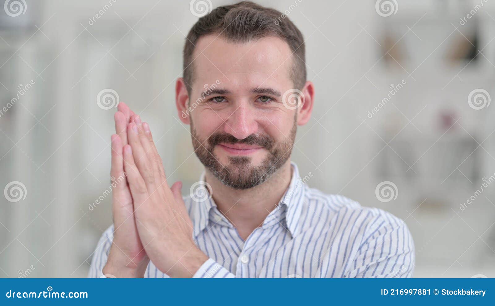 Portrait of Appreciative Young Man Clapping Stock Image - Image of ...
