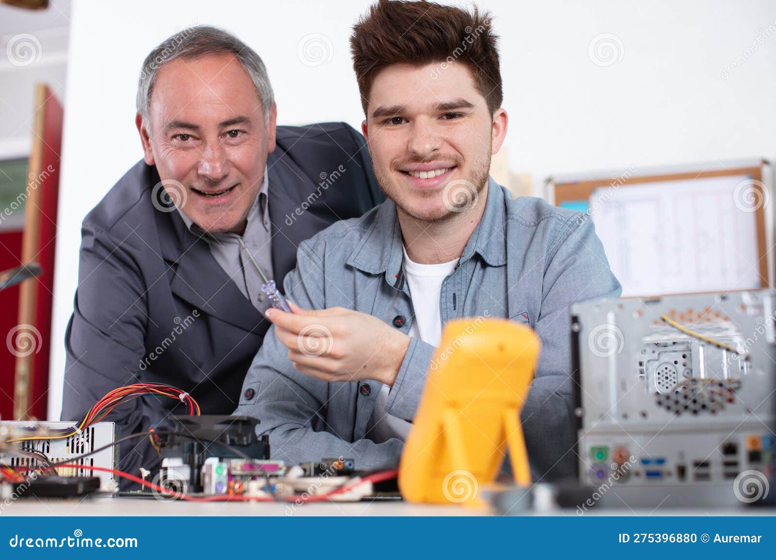 Portrait Apprentice and Mentor with Technology Stock Photo - Image of ...
