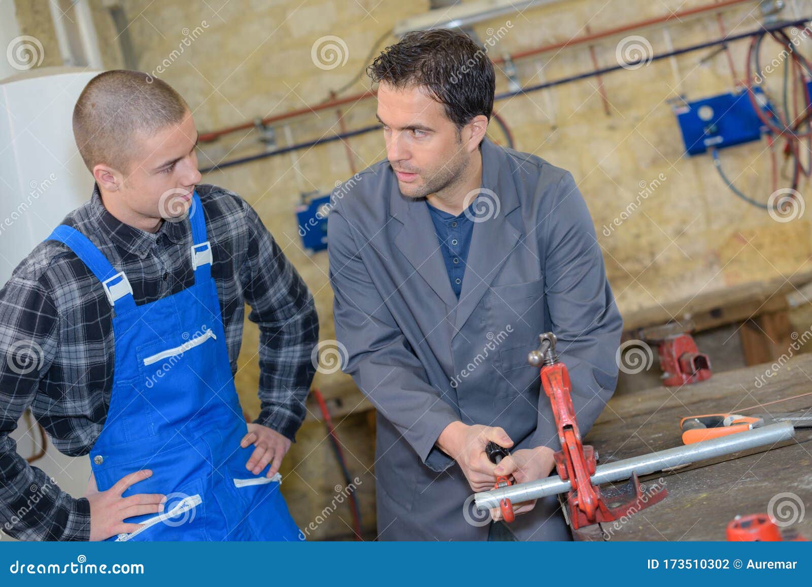 Portrait Apprentice and Teacher Stock Photo - Image of conversation ...