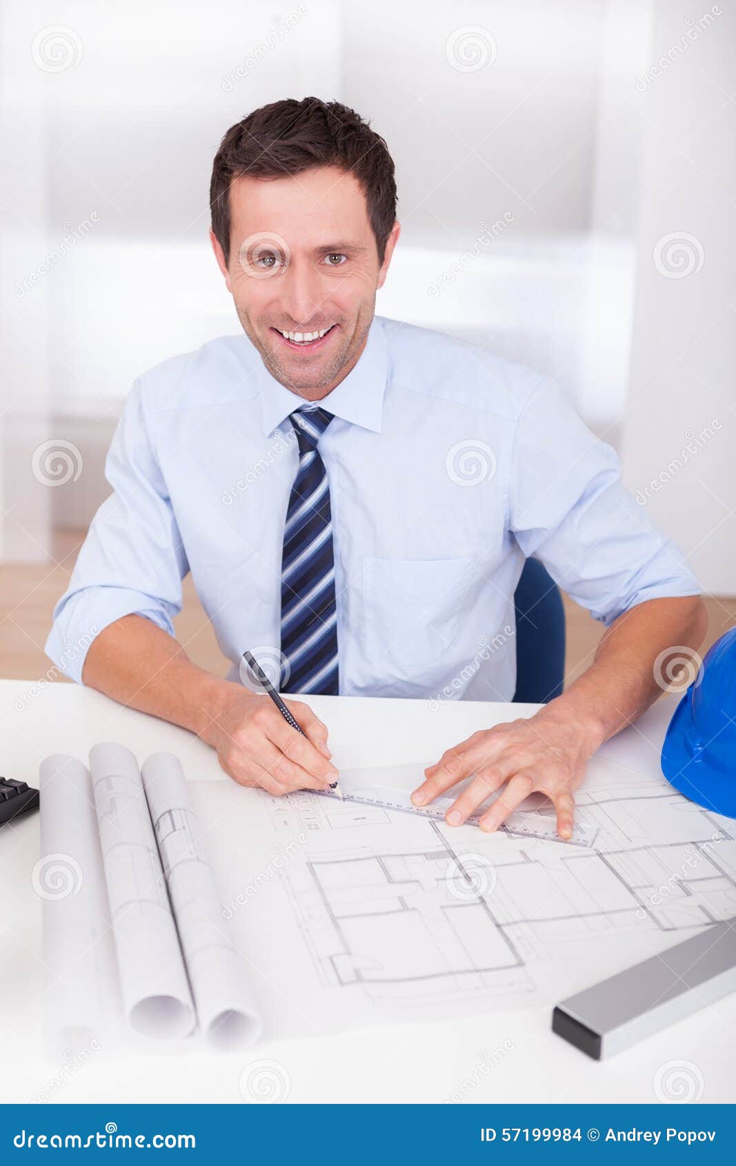 Portrait of Architect stock photo. Image of hardhat, blueprint - 57199984