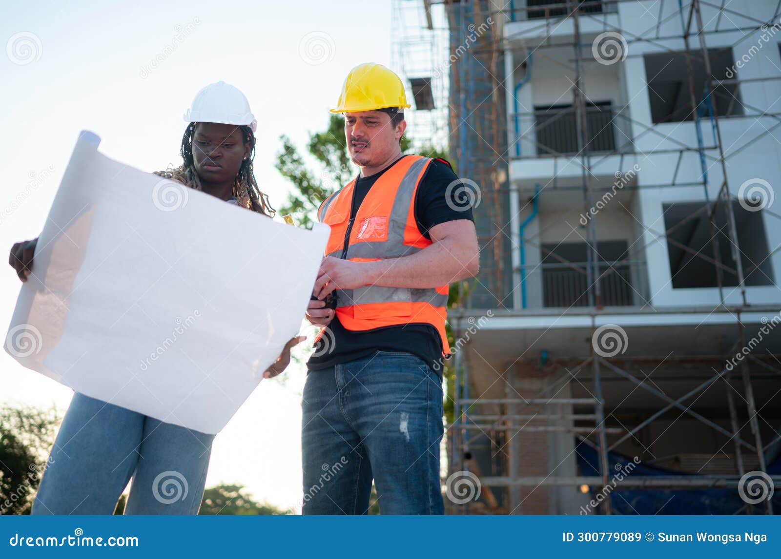 Architect and Engineer with Experience in Multi-story Building Construction Stock Image - Image ...