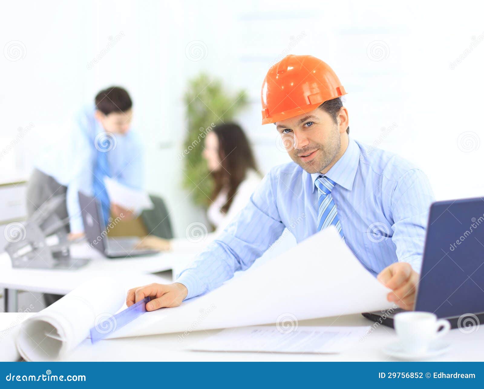 Portrait of an architect stock photo. Image of blue, employee - 29756852