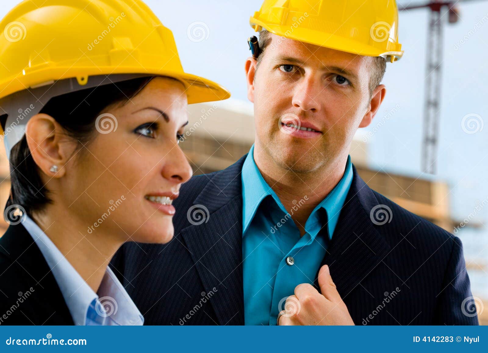 Portrait of Architects at Construction Site Stock Image - Image of blue ...