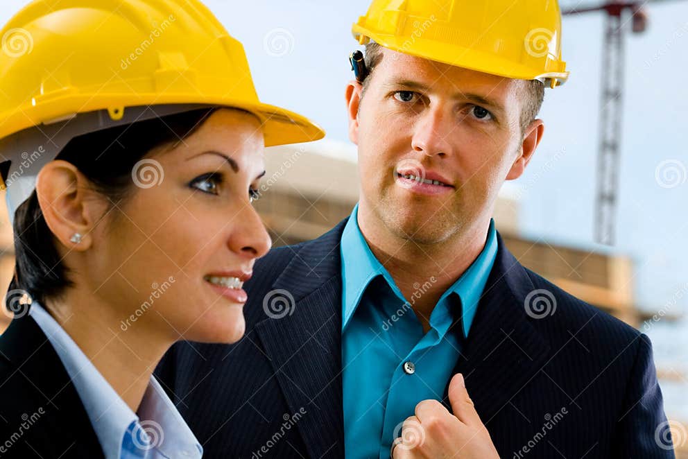 Portrait of Architects at Construction Site Stock Image - Image of blue ...