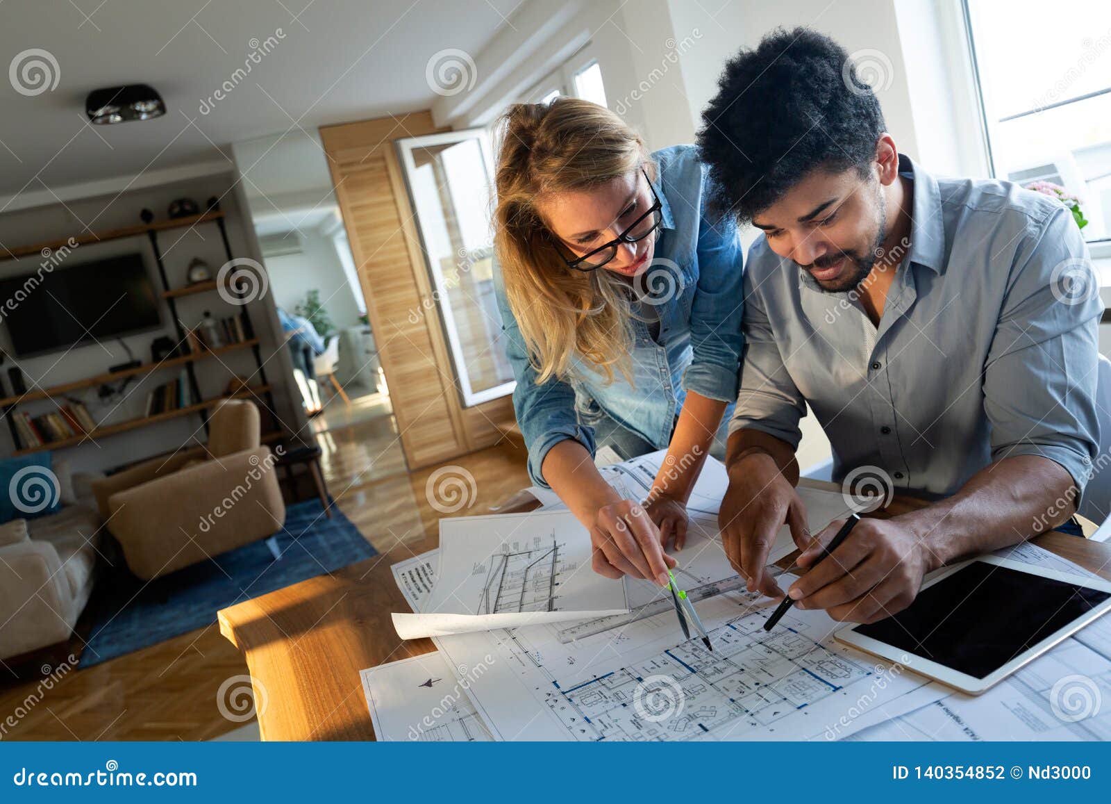 Portrait of Architects Having Discussion in Office Stock Photo - Image ...