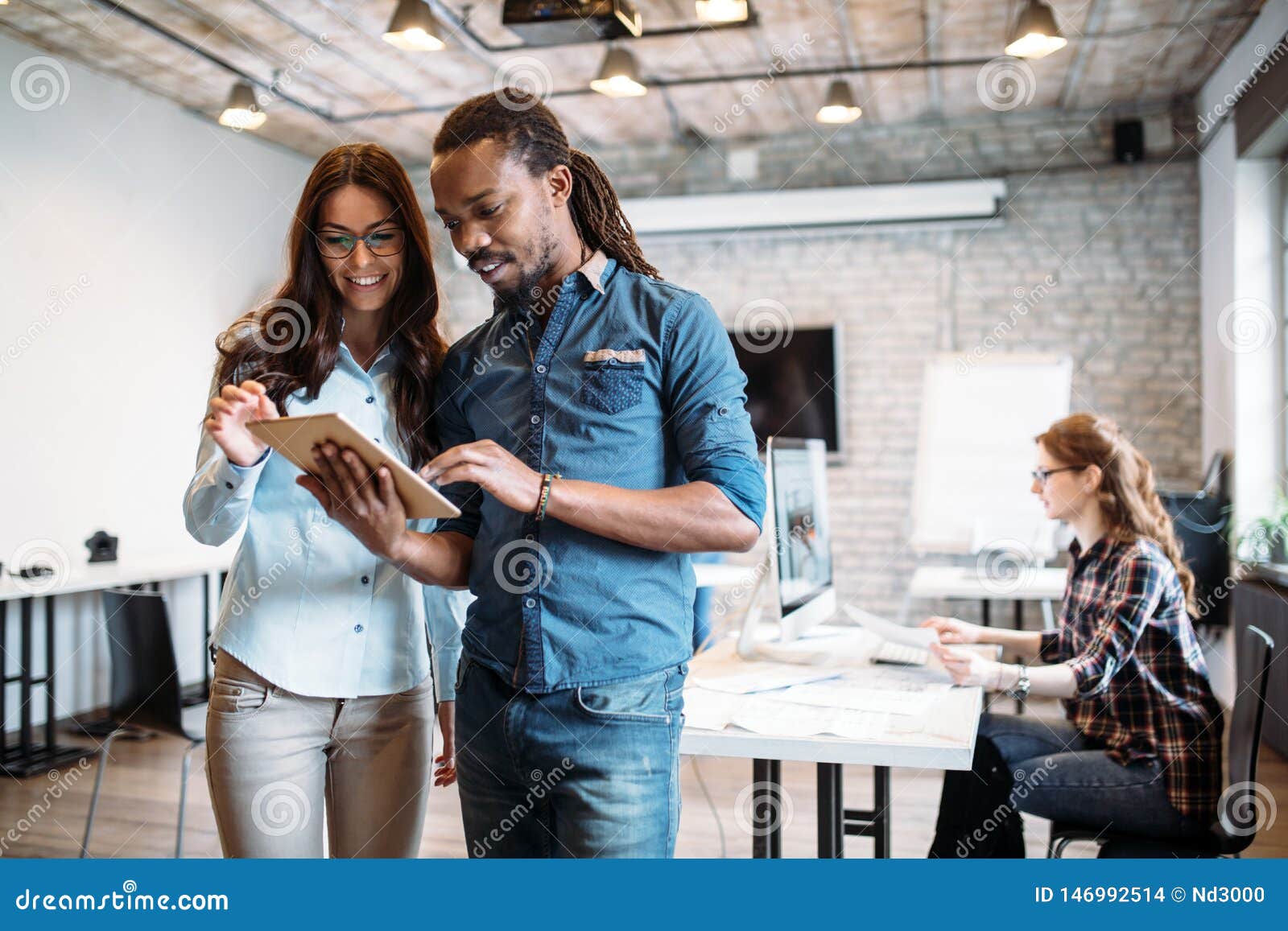 Portrait of Architects Having Discussion in Office Stock Photo - Image ...