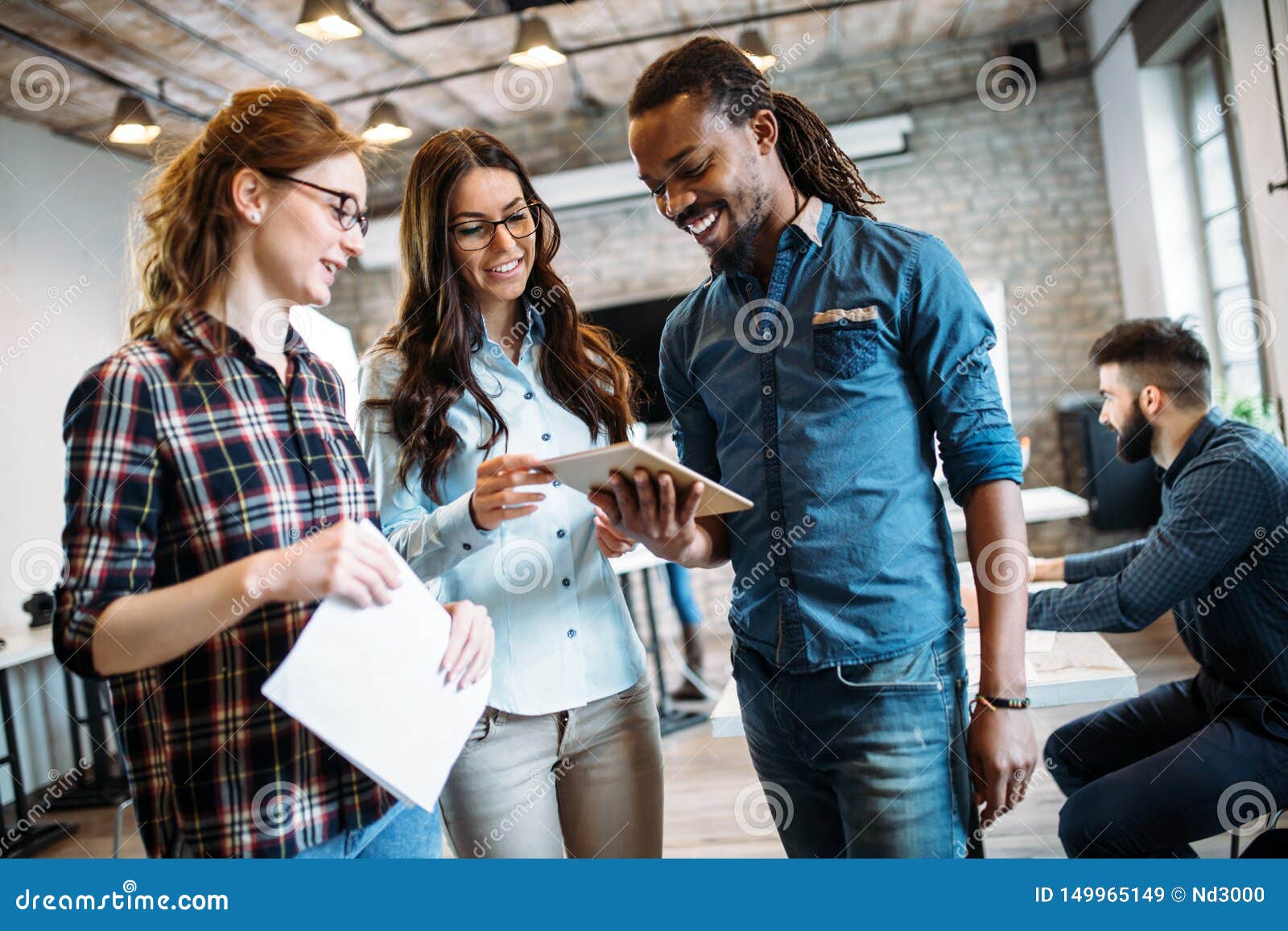 Portrait of Architects Having Discussion in Office Stock Image - Image ...
