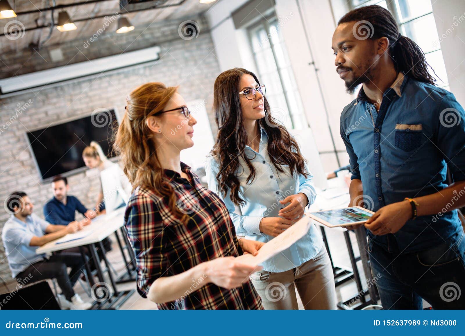 Portrait of Architects Having Discussion in Office Stock Image - Image ...